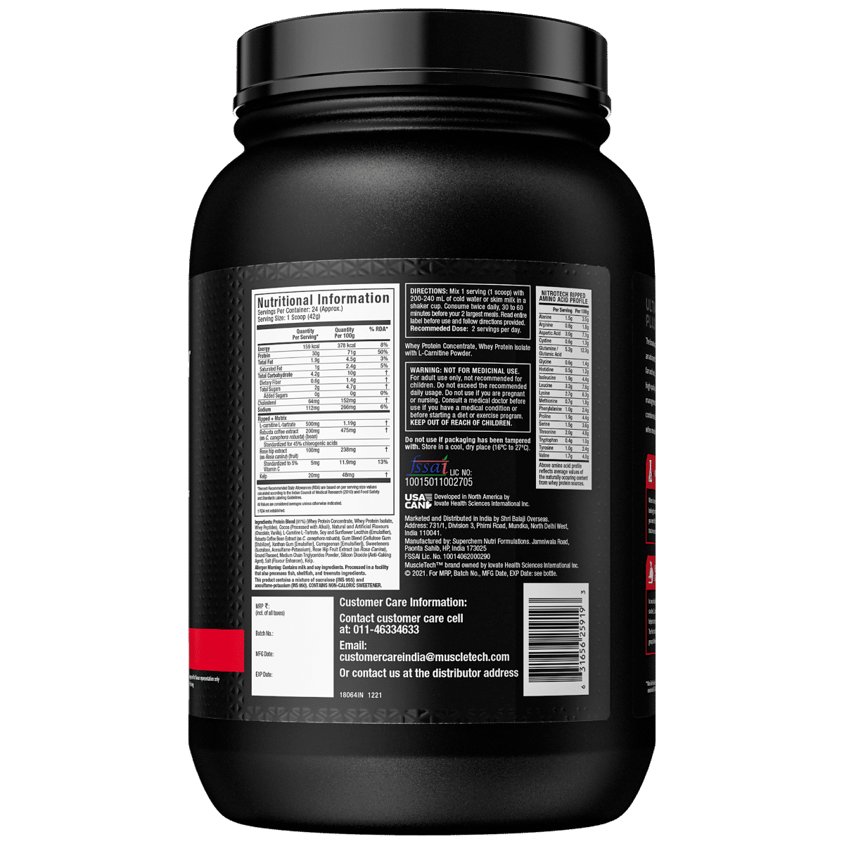 Muscletech Nitrotech Ripped Low Fat Whey Protein Chocolate Fudge ...