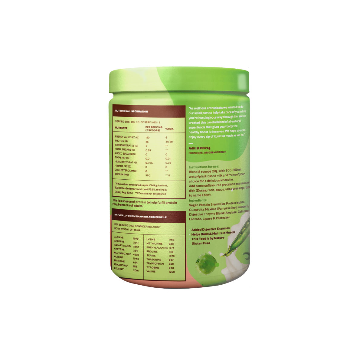 Origin Nutrition 100% Natural Vegan Protein Unflavoured Powder, 250 gm ...