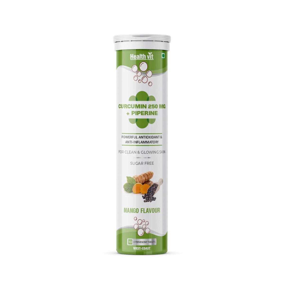 Healthvit Curcumin 250 mg + Piperine Sugar Free Mango Flavour ...