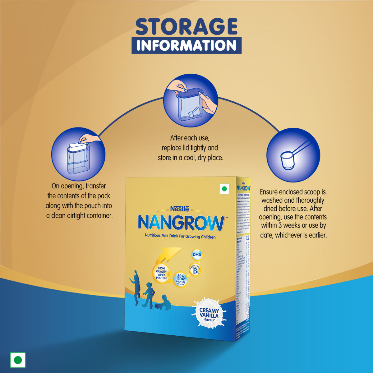 Nestle Nangrow Creamy Vanilla Flavored Nutrition Drink, 400 gm Refill ...