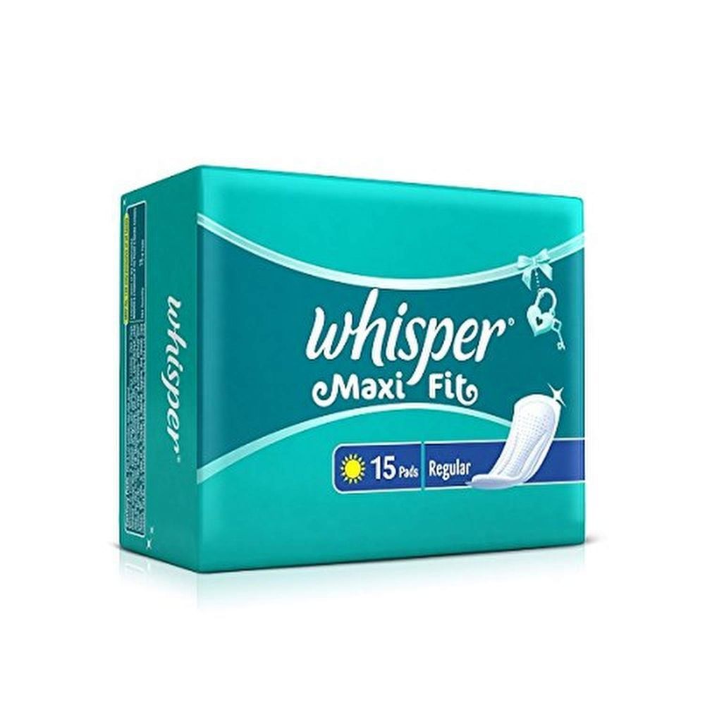 Whisper Maxi Fit Sanitary Regular Pads, 15 Count Price, Uses, Side ...