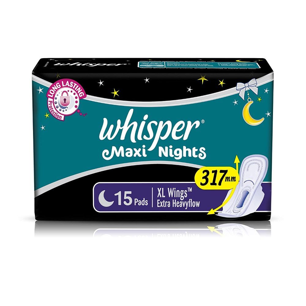 Whisper Maxi Night Sanitary Pads XL, 15 Count Price, Uses, Side Effects ...