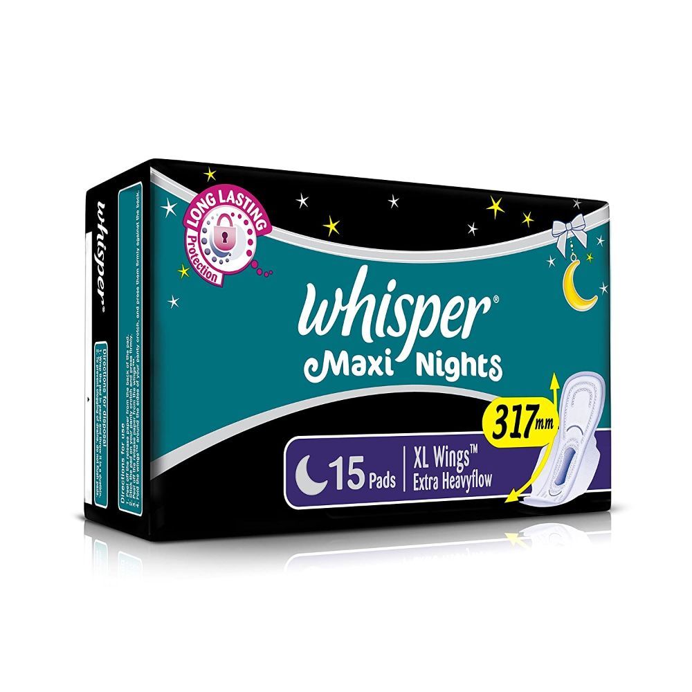 Whisper Maxi Night Sanitary Pads XL, 15 Count Price, Uses, Side Effects ...