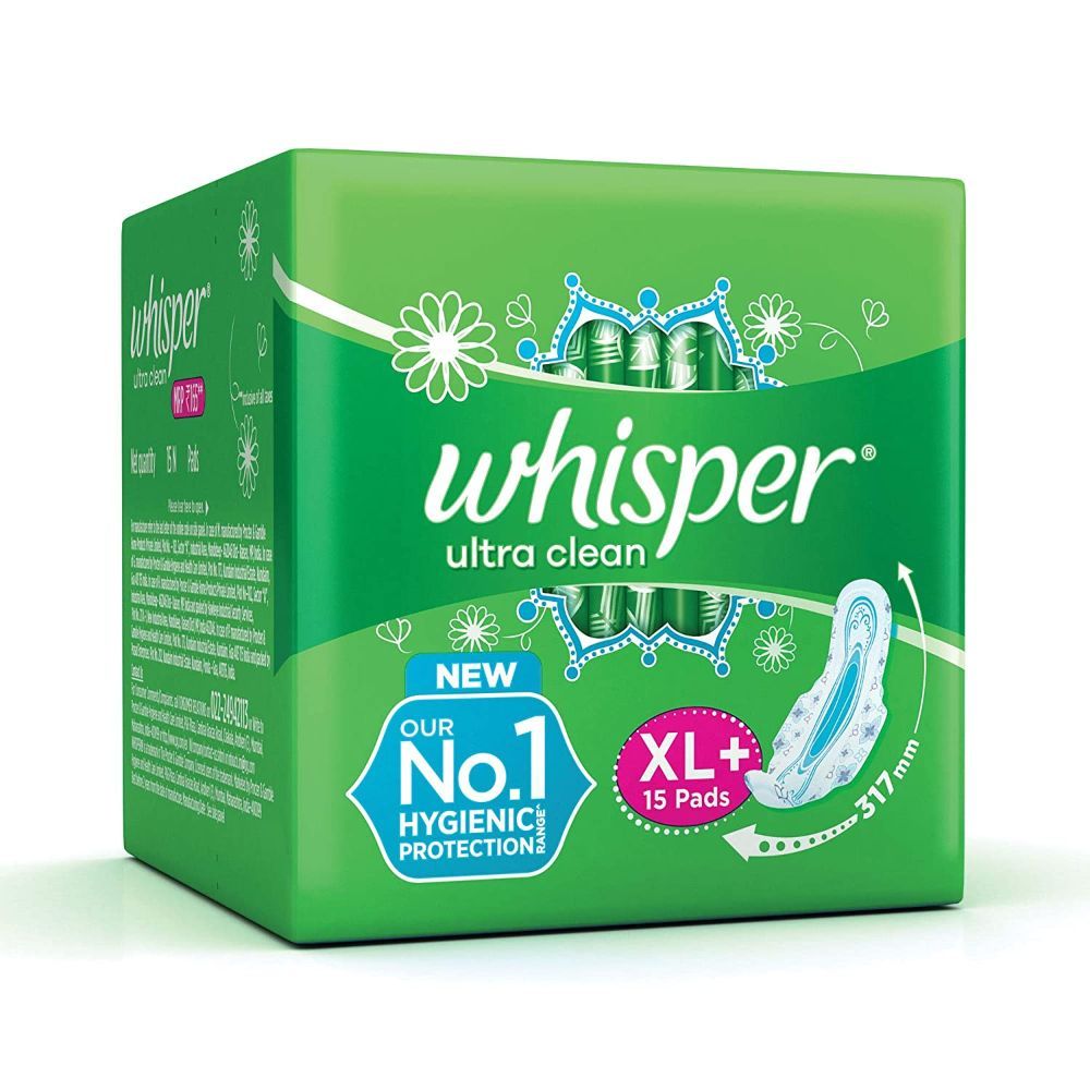 Whisper Ultra Clean Wings Sanitary Pads XL+, 15 Count Price, Uses, Side ...