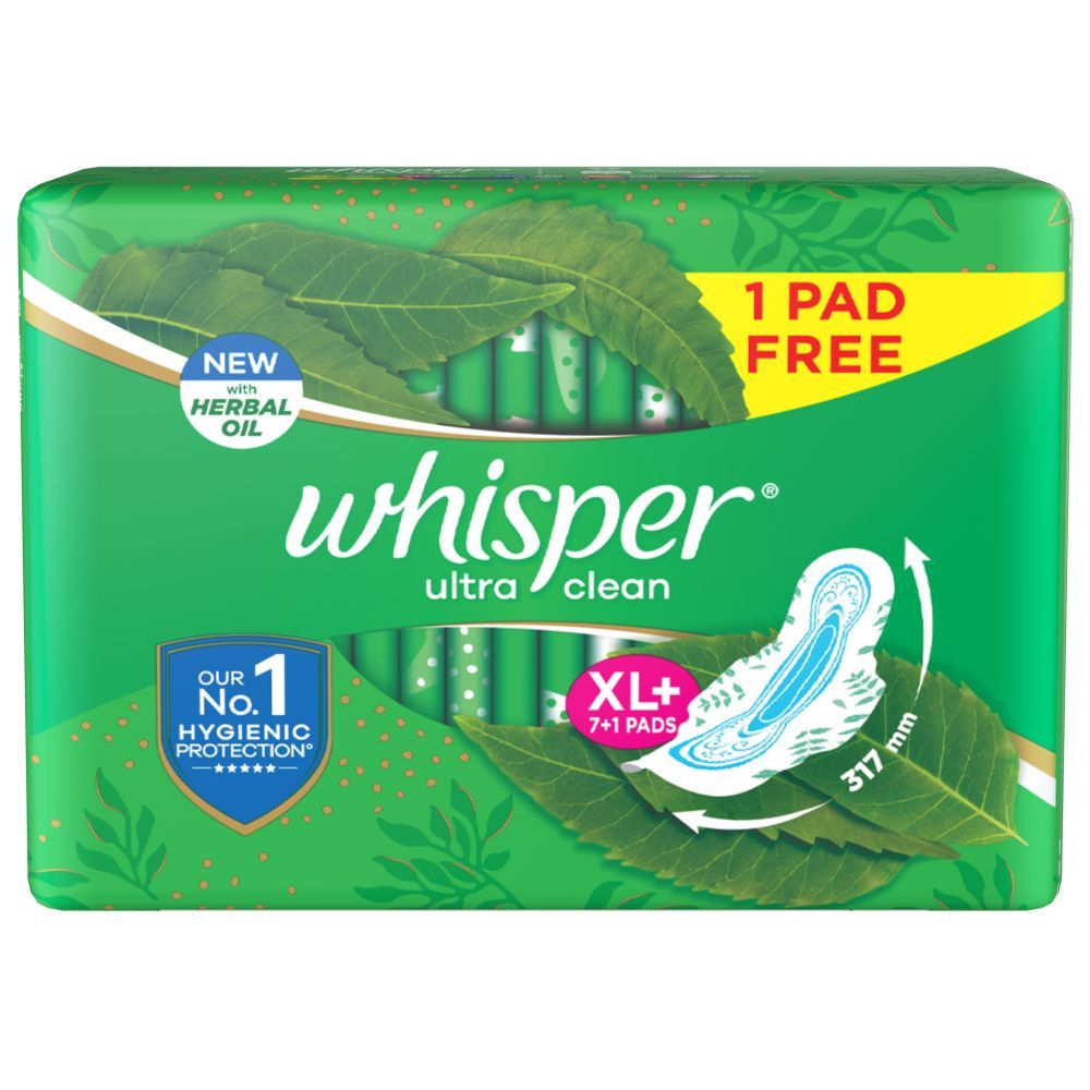 Whisper Ultra Clean Wings Sanitary Pads XL+, 7 Count Price, Uses, Side ...