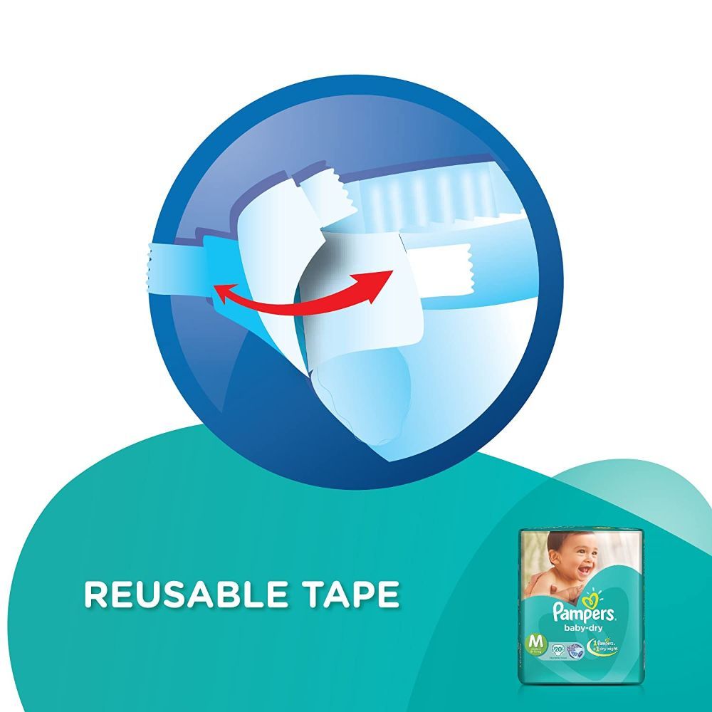 Pampers Baby-Dry Diapers Medium, 20 Count Price, Uses, Side Effects ...