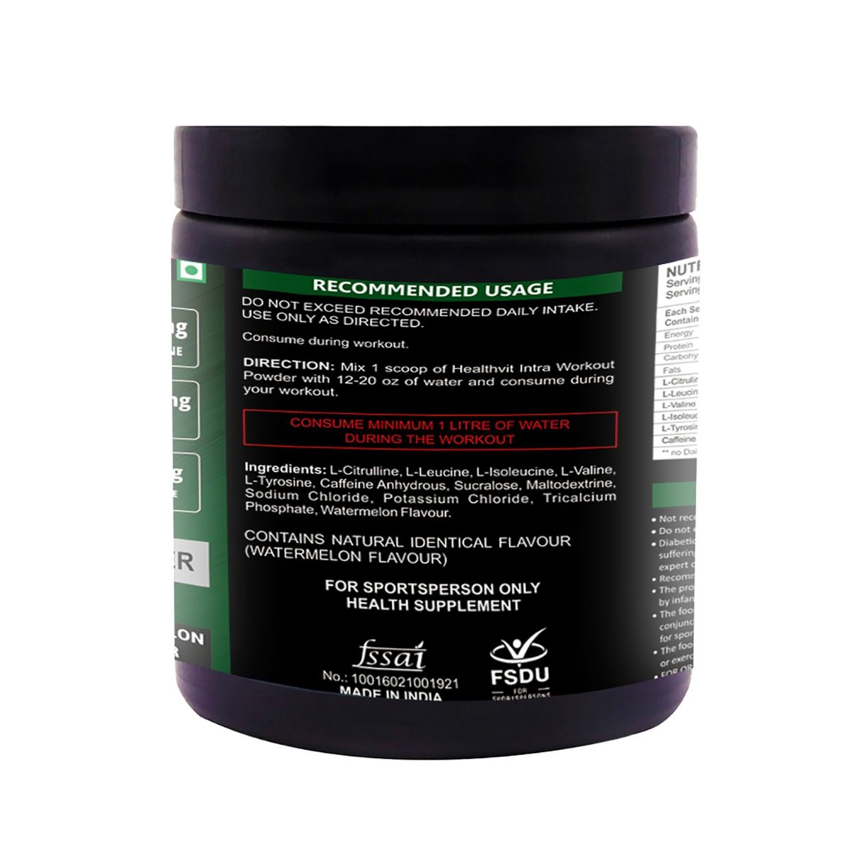 Healthvit Fitness Intra Workout Advanced Formula Watermelon Flavour Powder, 300 gm Price, Uses ...