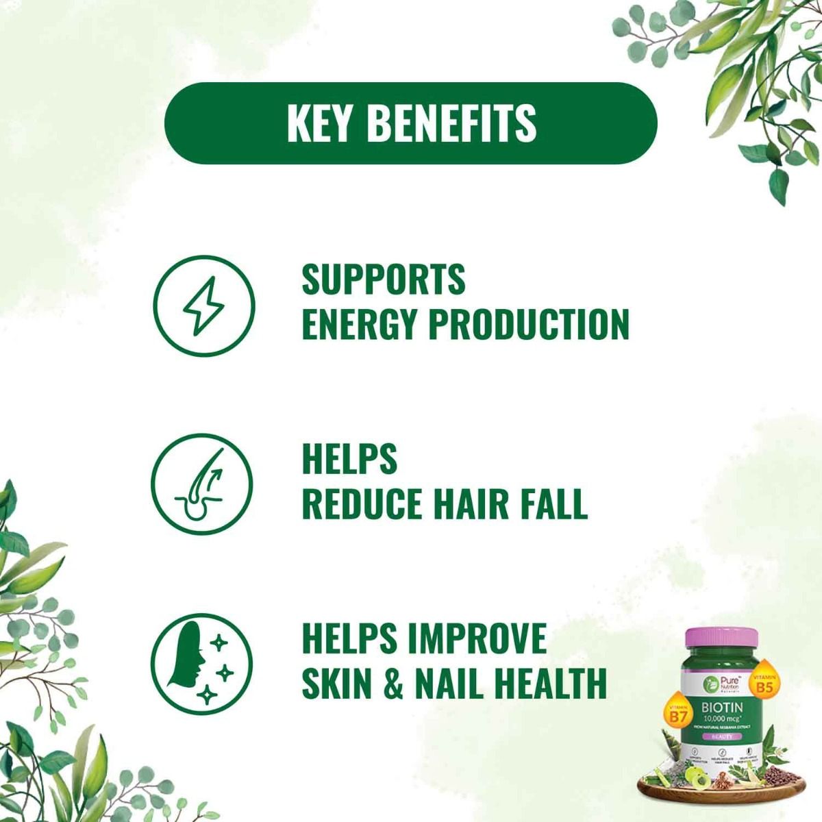 Pure Nutrition Biotin 1000 mg, 60 Tablets Price, Uses, Side Effects ...