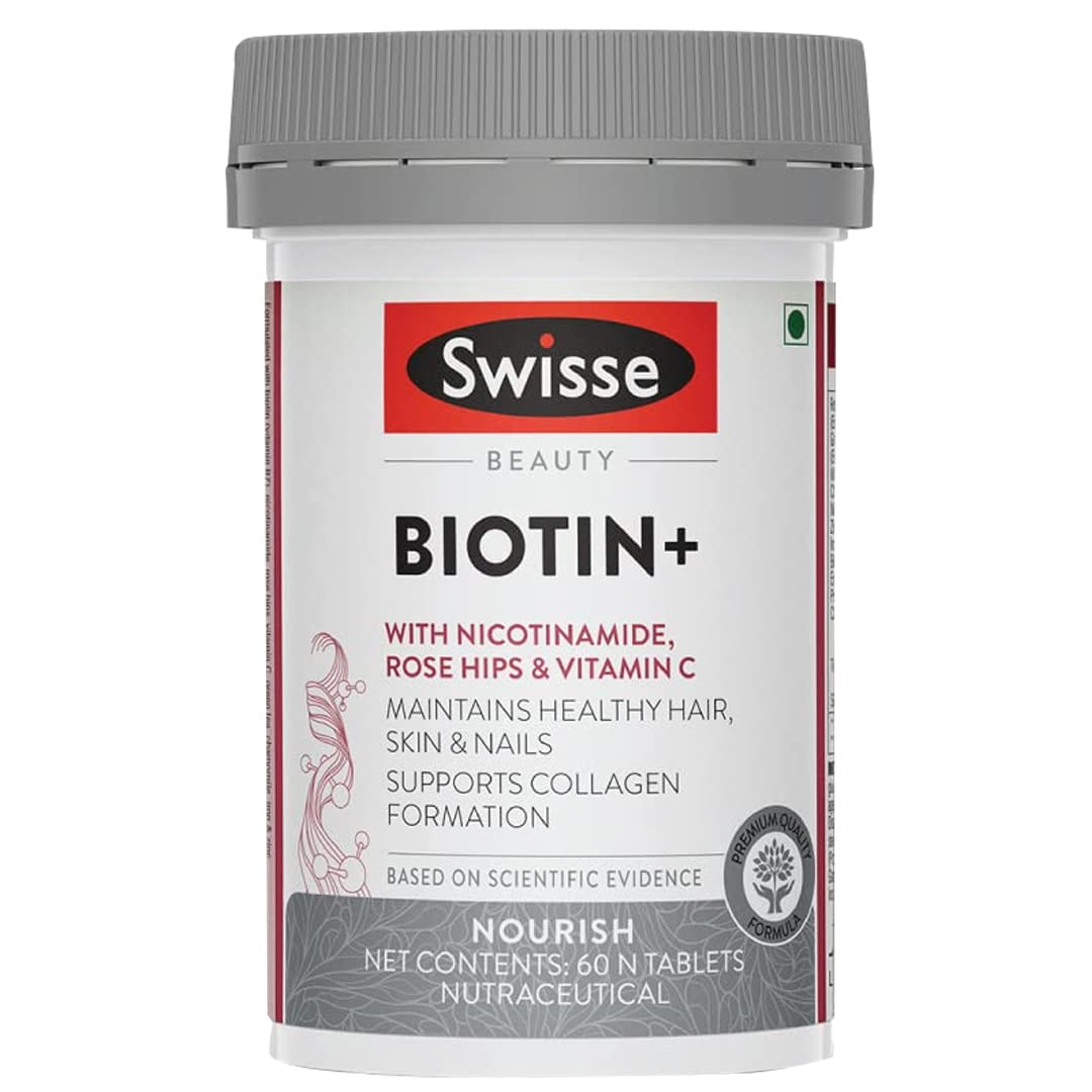 Swisse Beauty Biotin+ with Nicotinamide, Rose Hips & Vitamin C, 60 ...