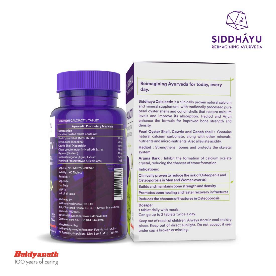 Siddhayu Calciactiv Advanced Natural Calcium Supplement, 60 Tablets ...