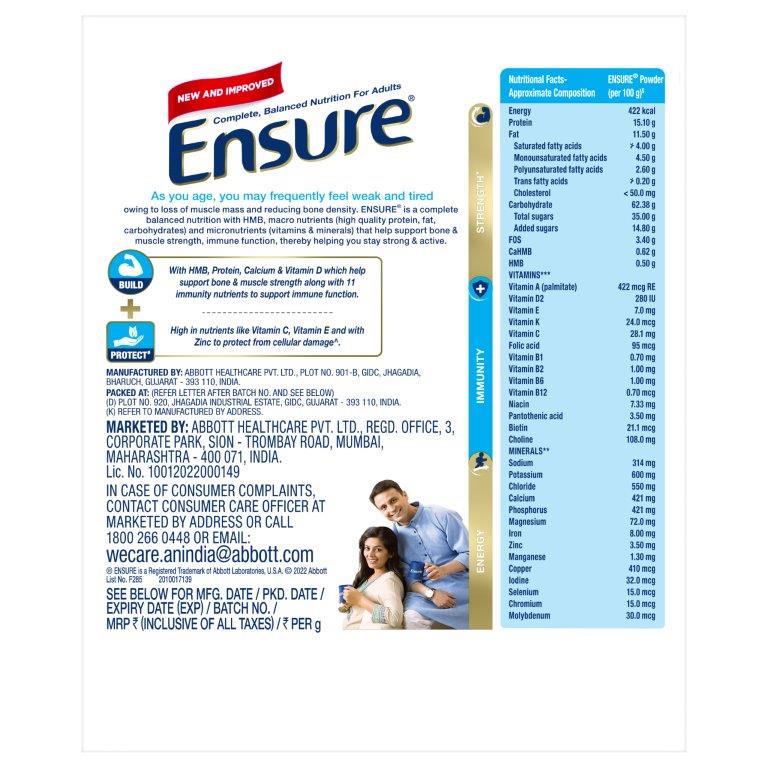 Ensure Vanilla Flavour Powder, 200 gm Refill Pack Price, Uses, Side ...