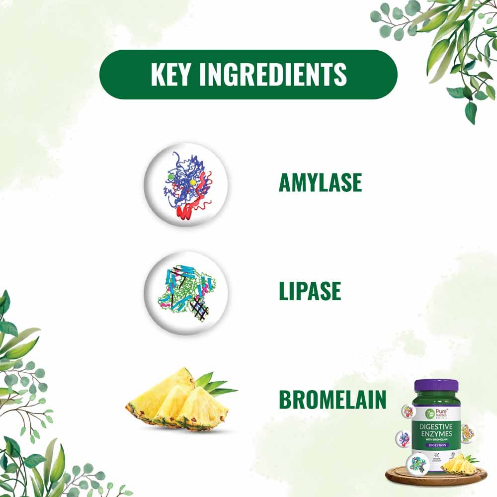 Pure Nutrition Digestive Enzymes 840 mg, 60 Capsules Price, Uses, Side ...