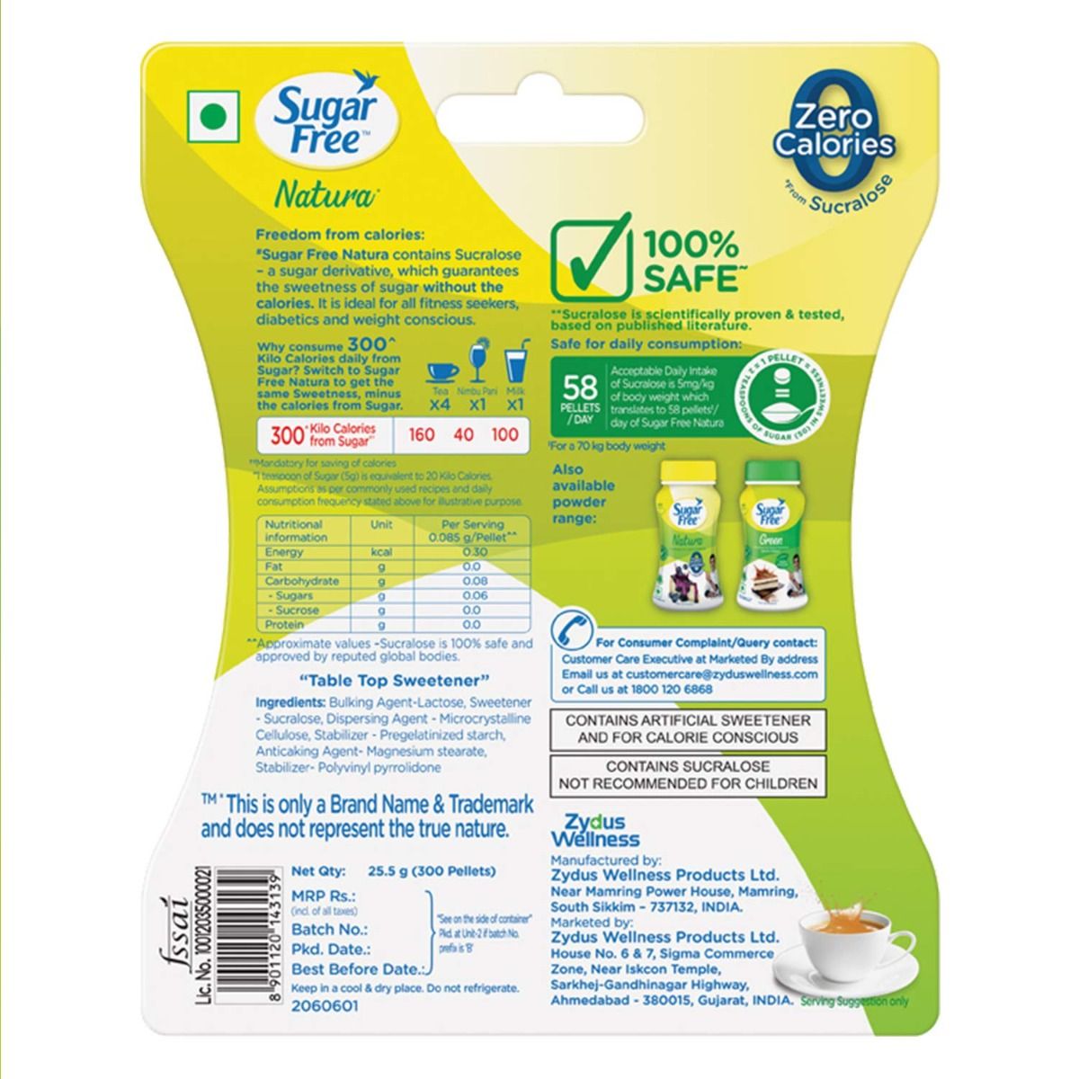 Sugar Free Natura Low Calorie Sweetener, 300 Pellets Price, Uses, Side ...