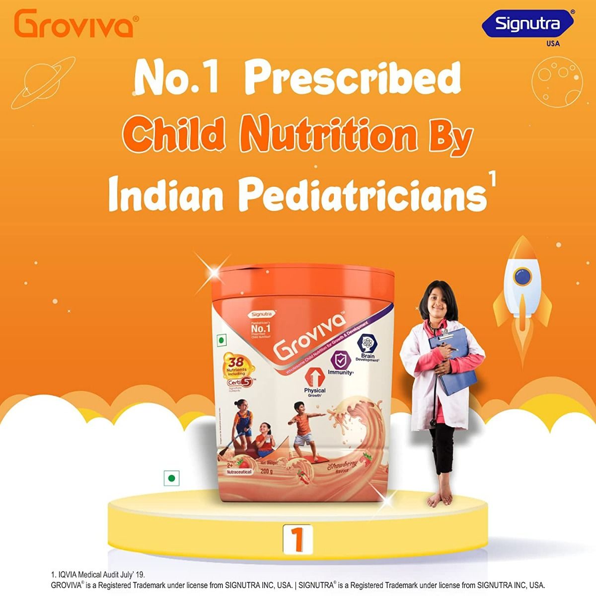 Groviva Wholesome Child Nutrition Strawberry Flavour Powder, 200 gm ...