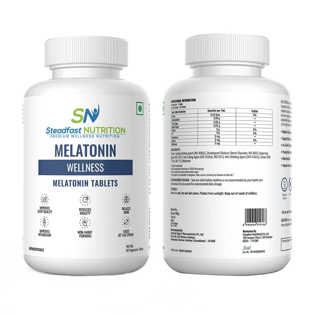 Steadfast Nutrition Melatonin Wellness, 60 Tablets Price, Uses, Side ...