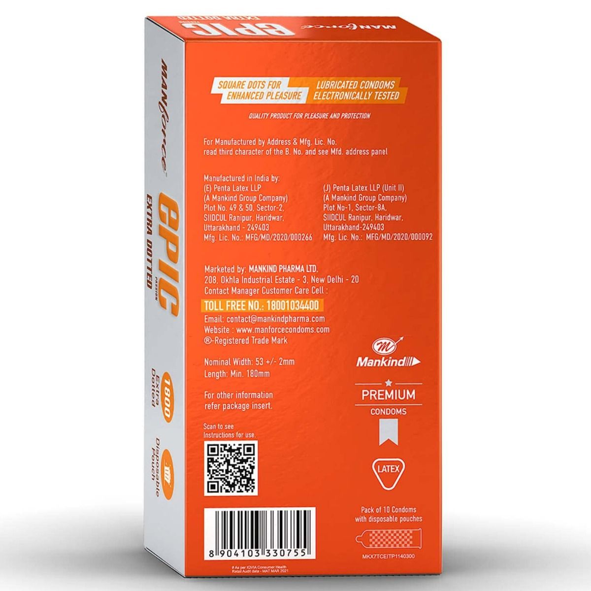 Manforce Epic Passion Extra Dotted Fruit Punch Flavour Premium Condoms ...