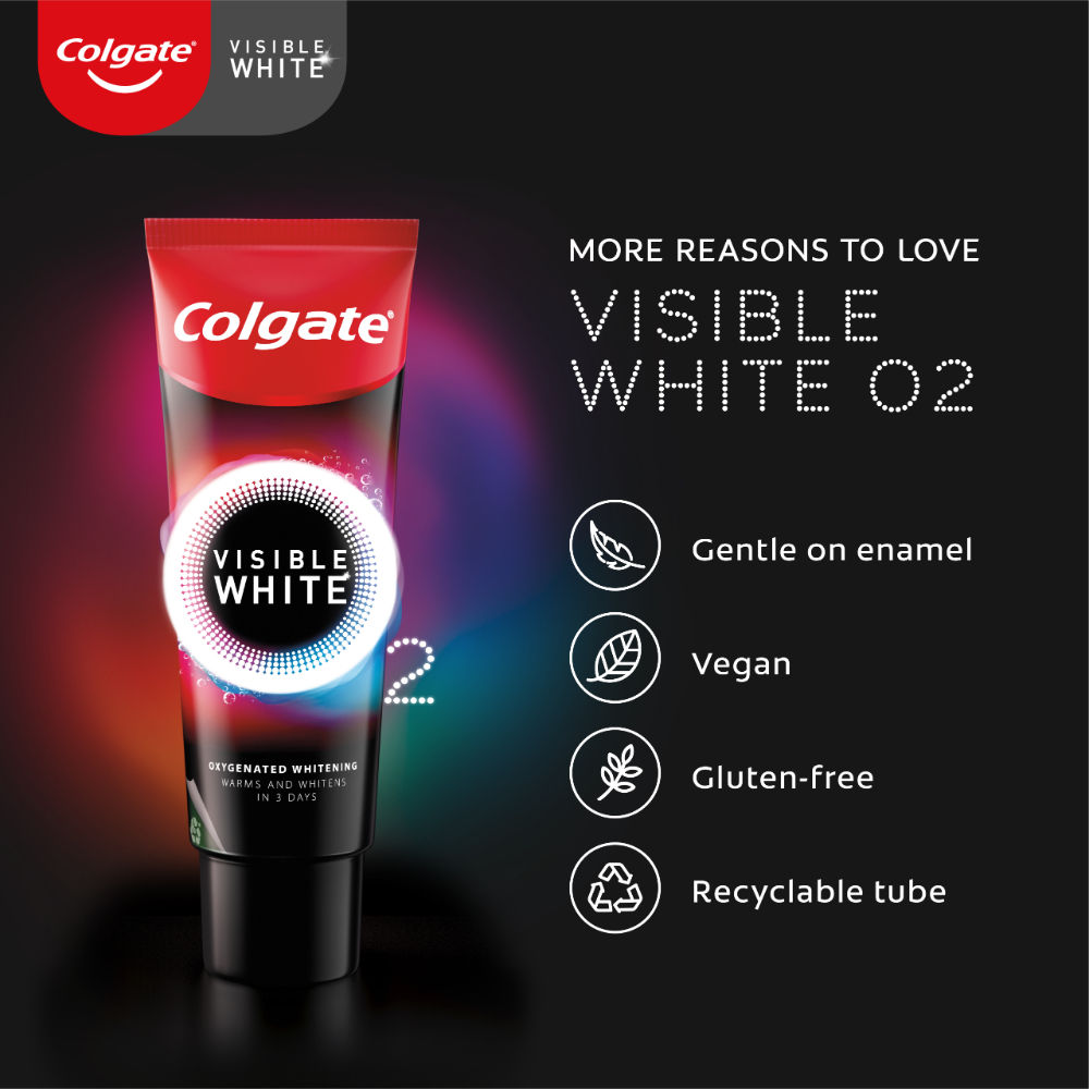 Colgate Visible White O2 Whitening Peppermint Sparkle Toothpaste, 25 gm ...