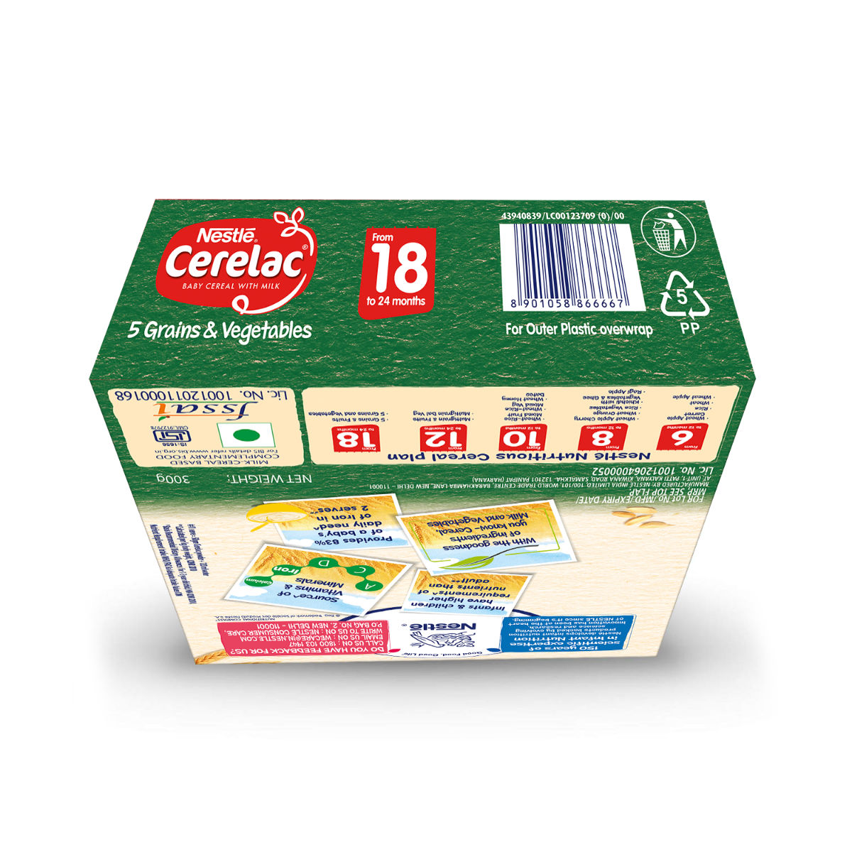 Nestle Cerelac Baby Cereal with Milk, 5 Grains & Vegetables, 18 to 24 ...