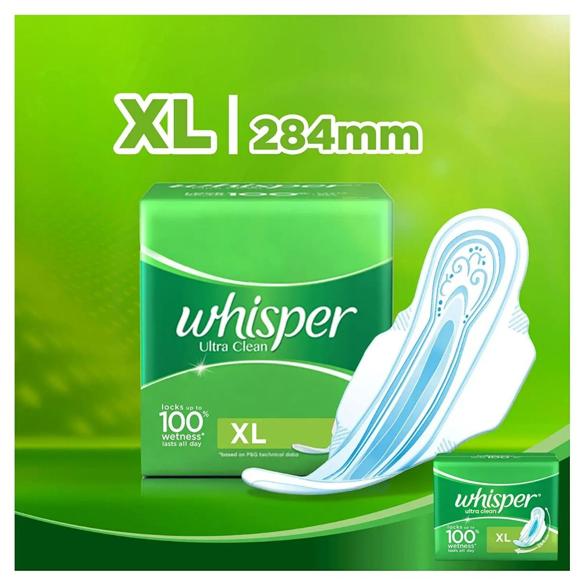 Whisper Ultra Clean Sanitary Pads XL, 15 Count Price, Uses, Side ...