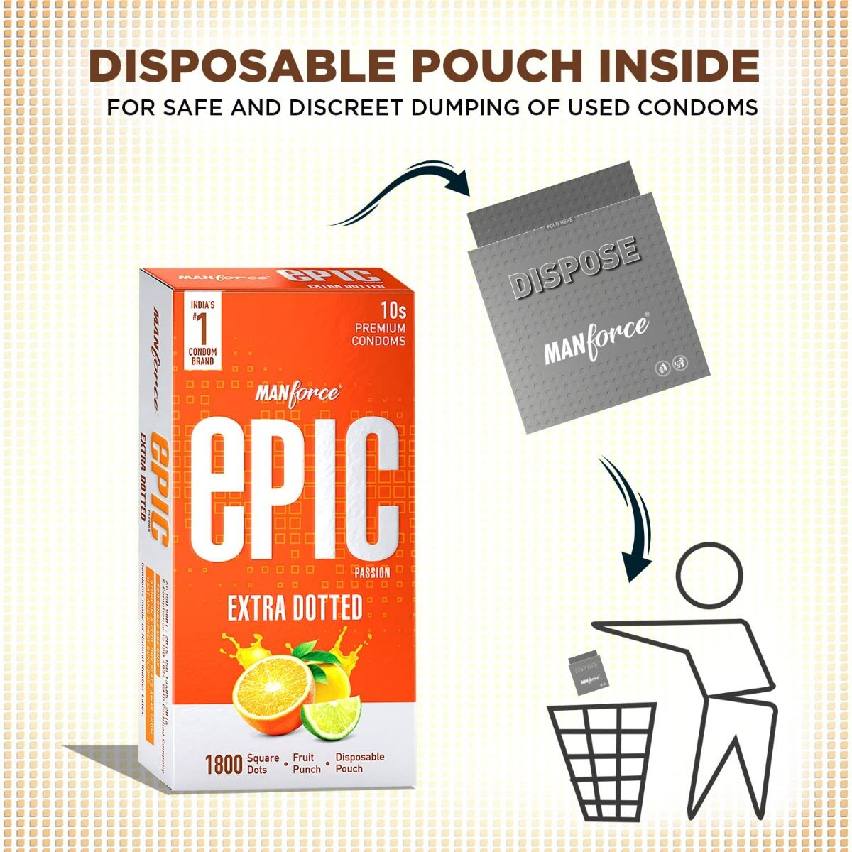 Manforce Epic Passion Extra Dotted Fruit Punch Flavour Premium Condoms ...