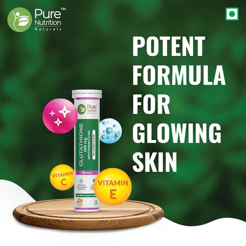 Pure Nutrition Glutathione 600 mg Orange Flavour, 15 Effervescent ...