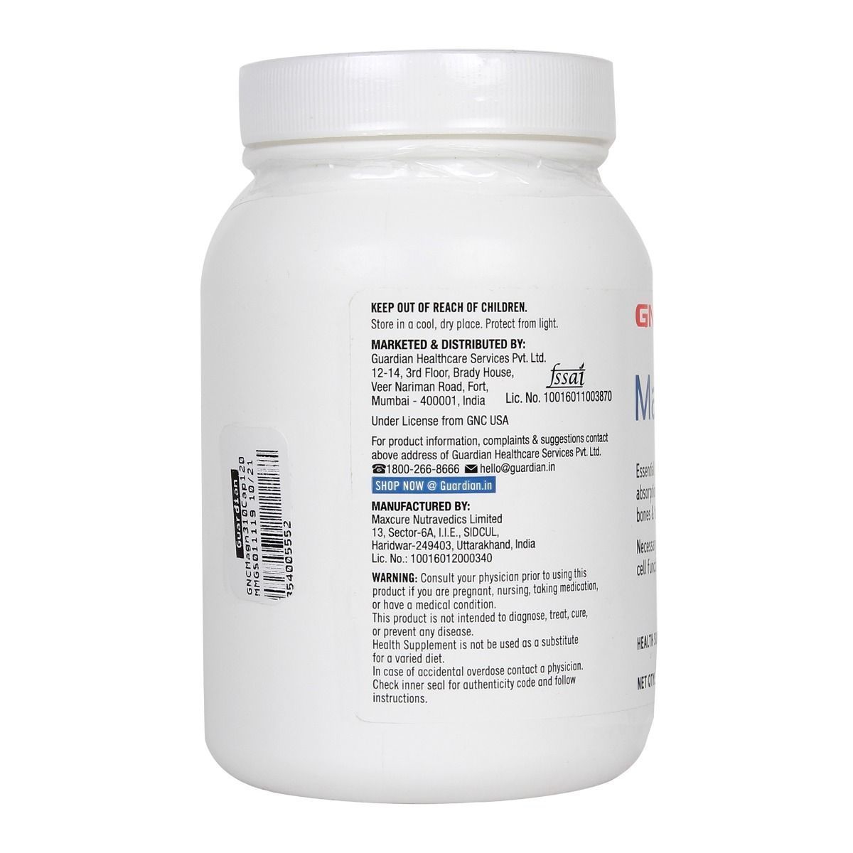 GNC Magnesium 310 mg, 120 Capsules Price, Uses, Side Effects ...