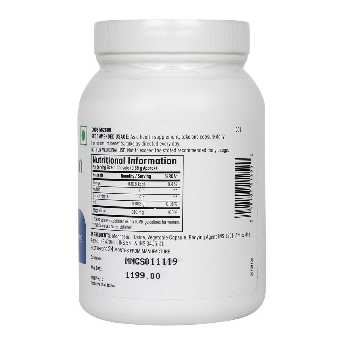 GNC Magnesium 310 mg, 120 Capsules Price, Uses, Side Effects ...