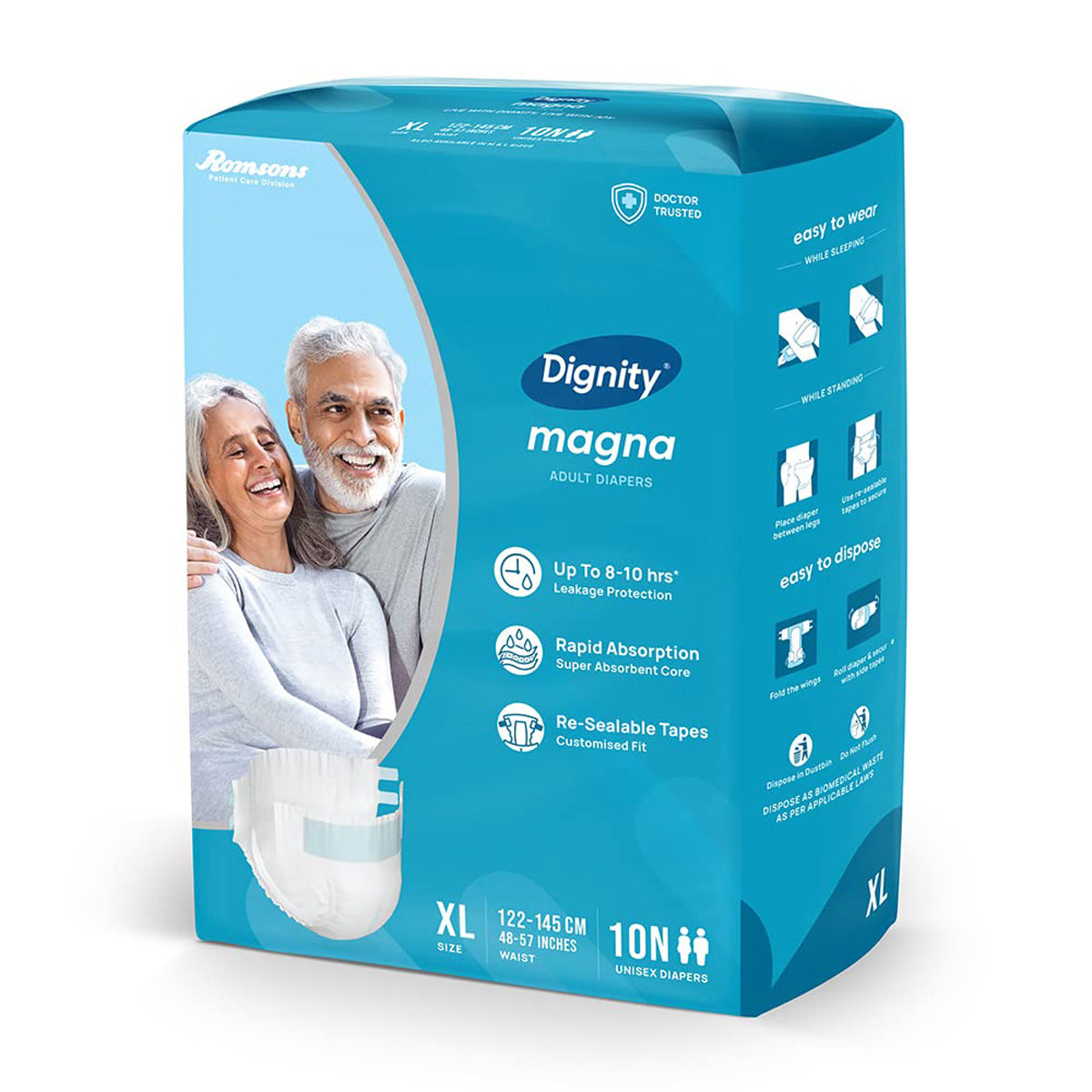Dignity Adult Diapers XL, 10 Count Price, Uses, Side Effects ...