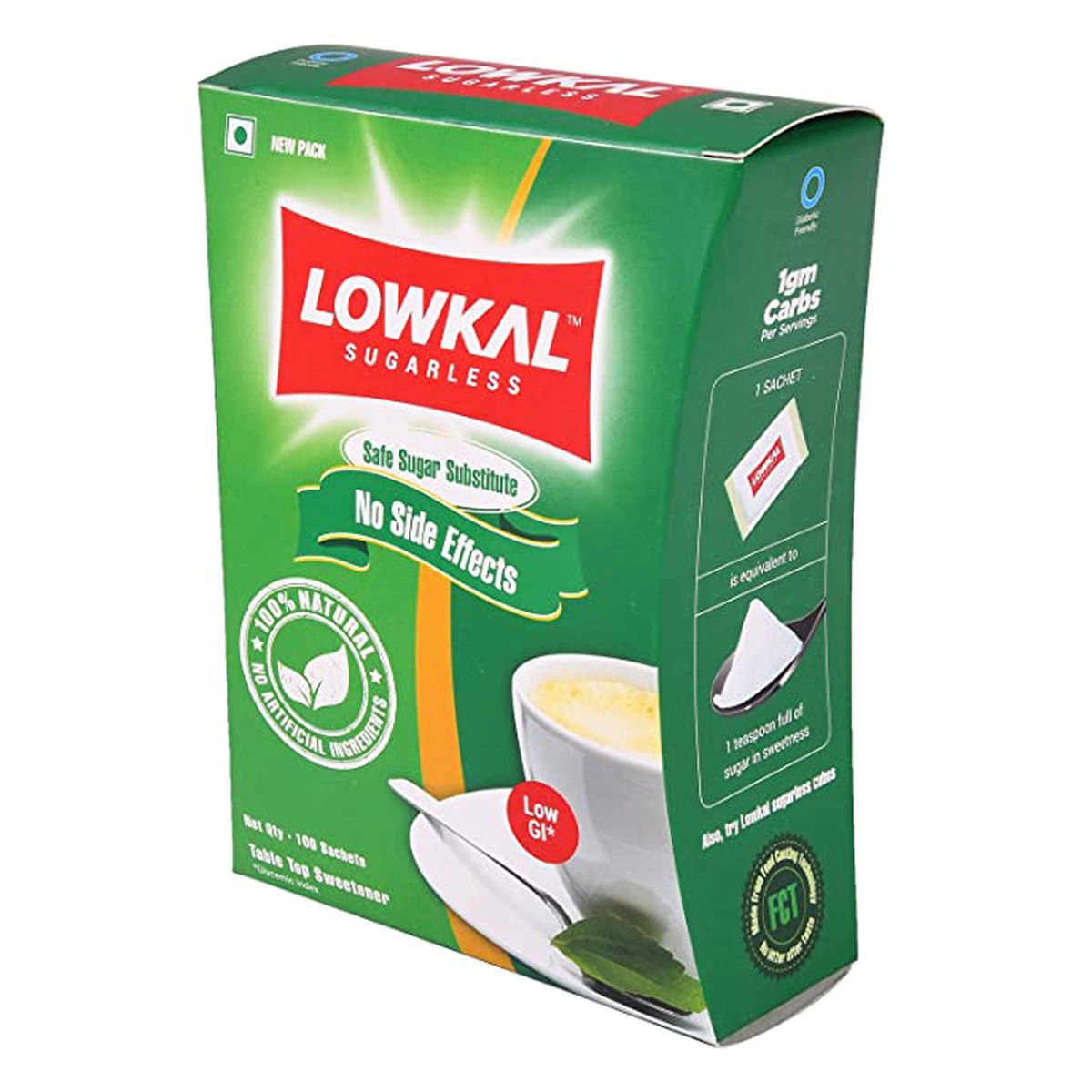 Lowkal Natural Sugar Free From Stevia, 100 gm (100 sachets x 1 gm ...