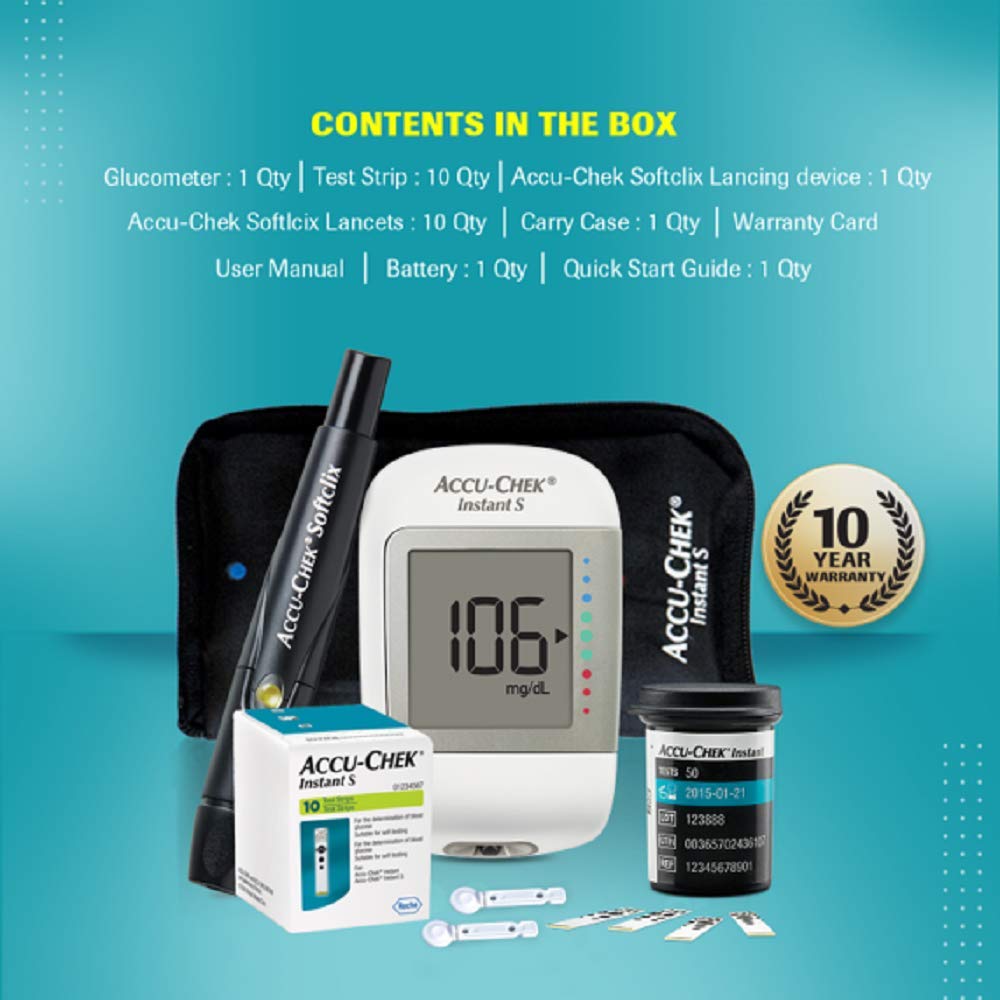 Accu-Chek Instant S Blood Glucose Monitoring System With 10 Free Test ...