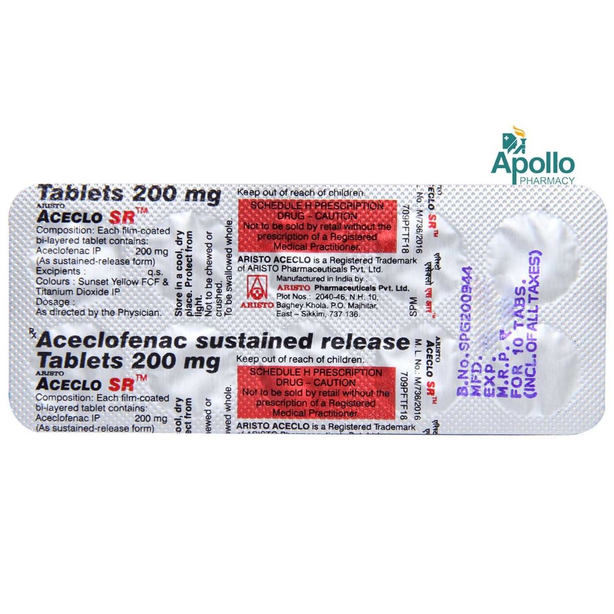 Aceclo SR 20 Tablet 10's Price, Uses, Side Effects, Composition ...