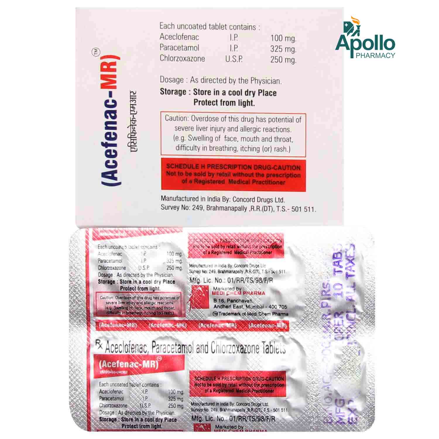 ACEFENAC MR TABLET Price, Uses, Side Effects, Composition - Apollo Pharmacy