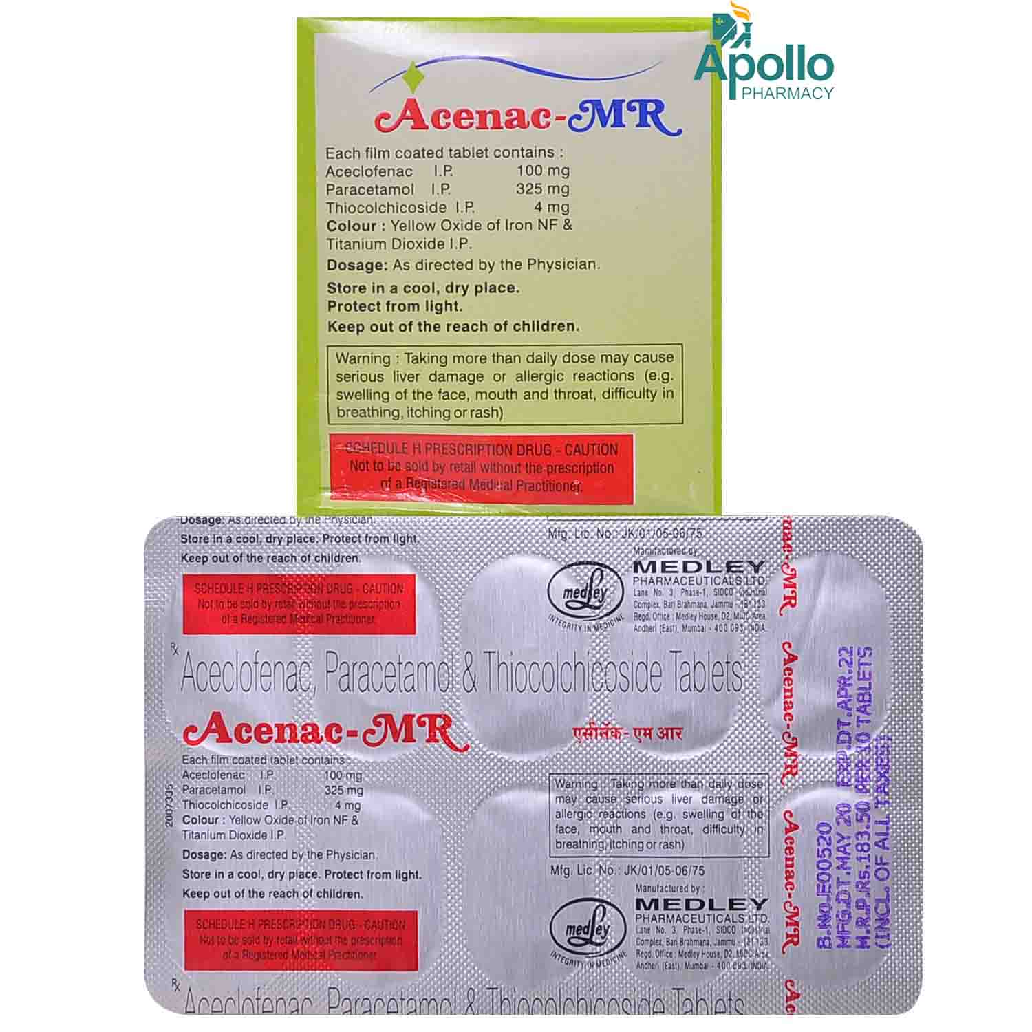 Acenac-MR Tablet 10's Price, Uses, Side Effects, Composition - Apollo ...