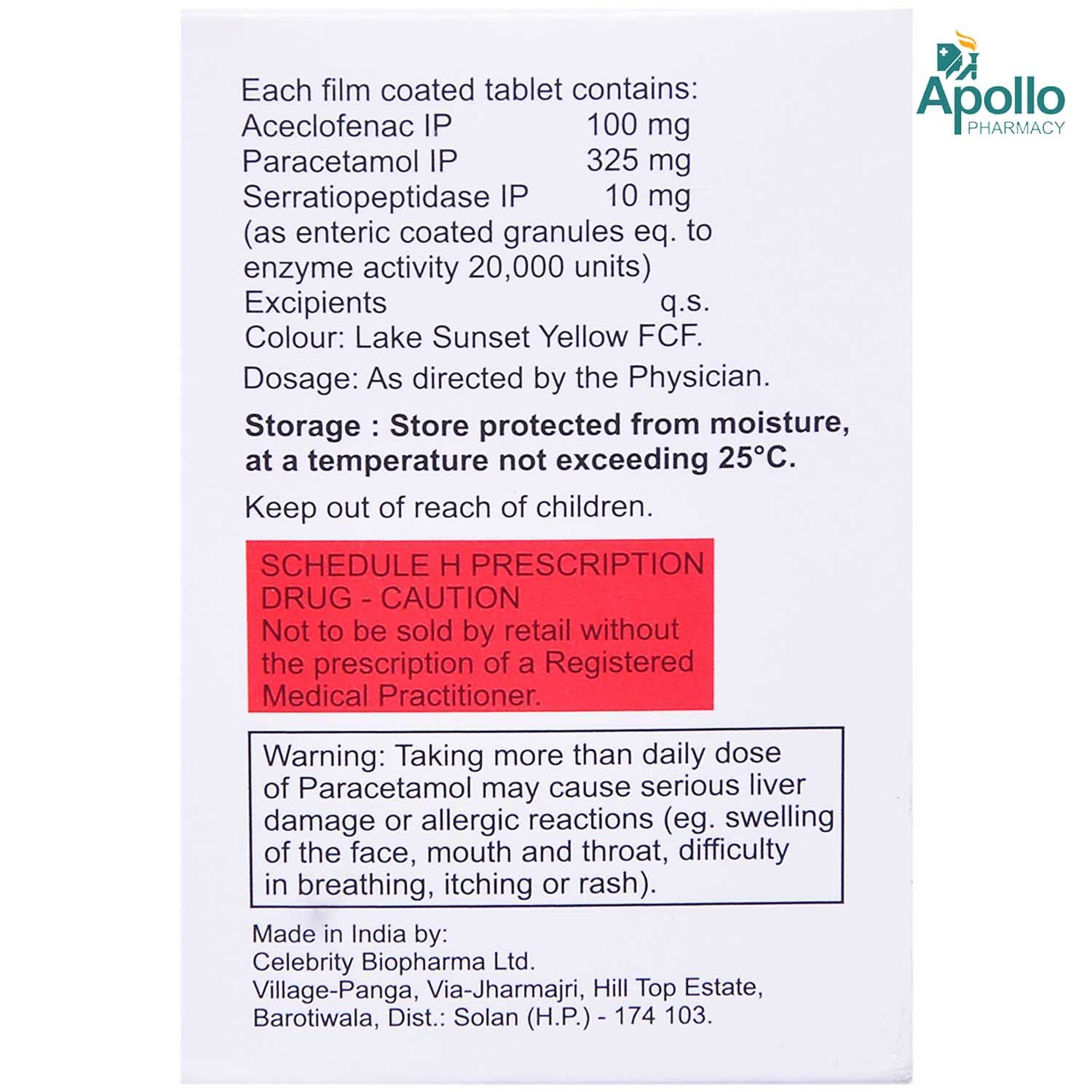Acecloflam SP Tablet 10's Price, Uses, Side Effects, Composition ...