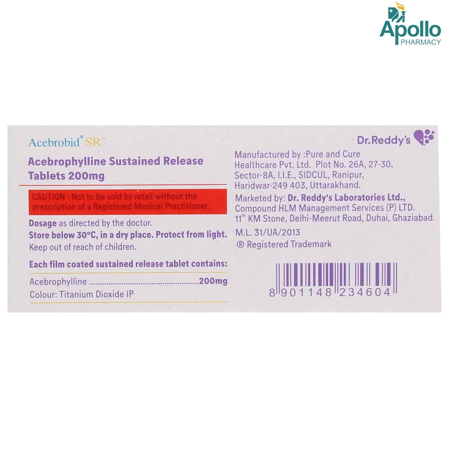 Acebrobid SR 200 Capsule 10's Price, Uses, Side Effects, Composition ...