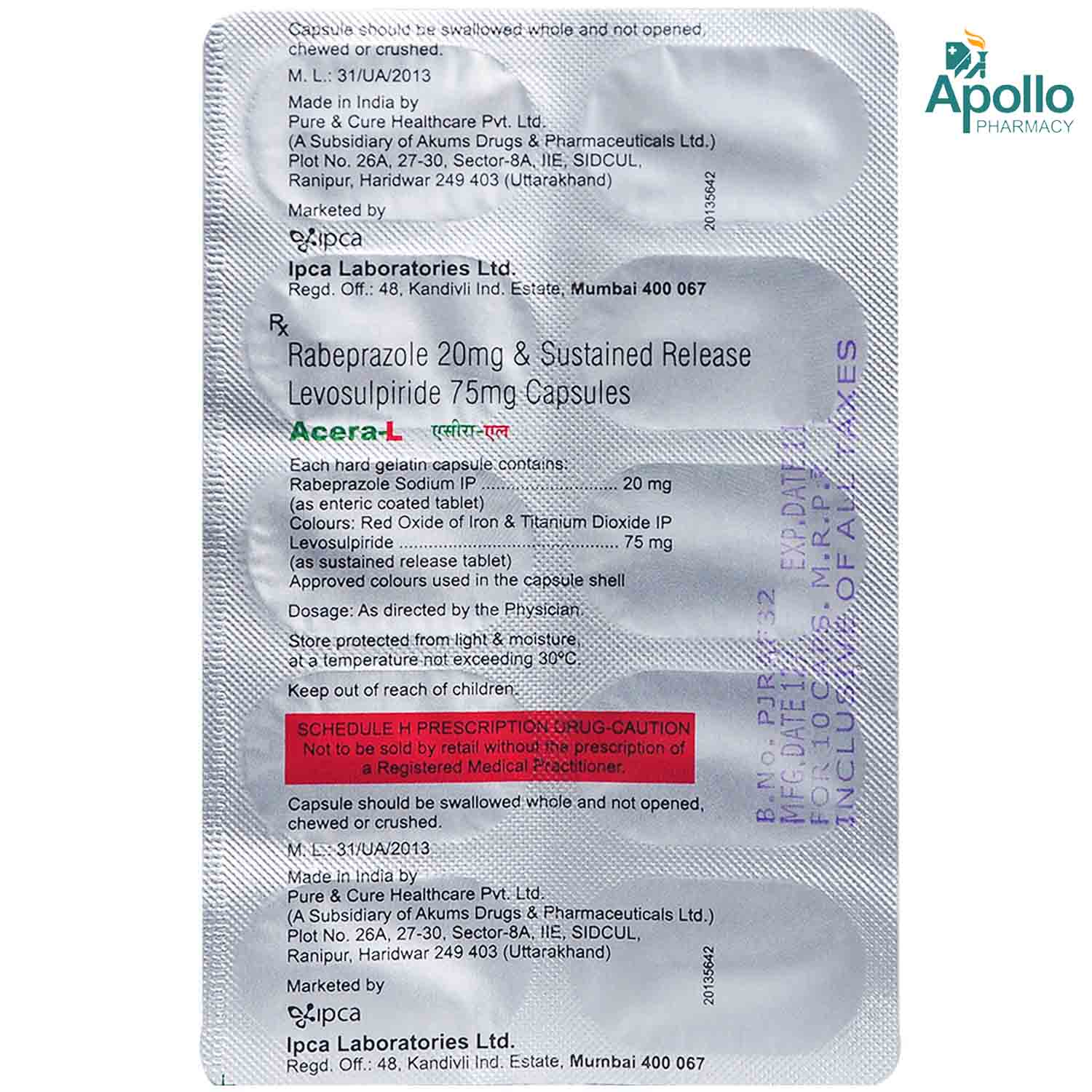 Acera L Capsule 10's Price, Uses, Side Effects, Composition - Apollo ...