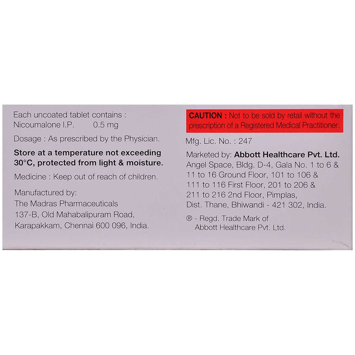 Acitrom 0.5 Tablet 10's Price, Uses, Side Effects, Composition - Apollo ...