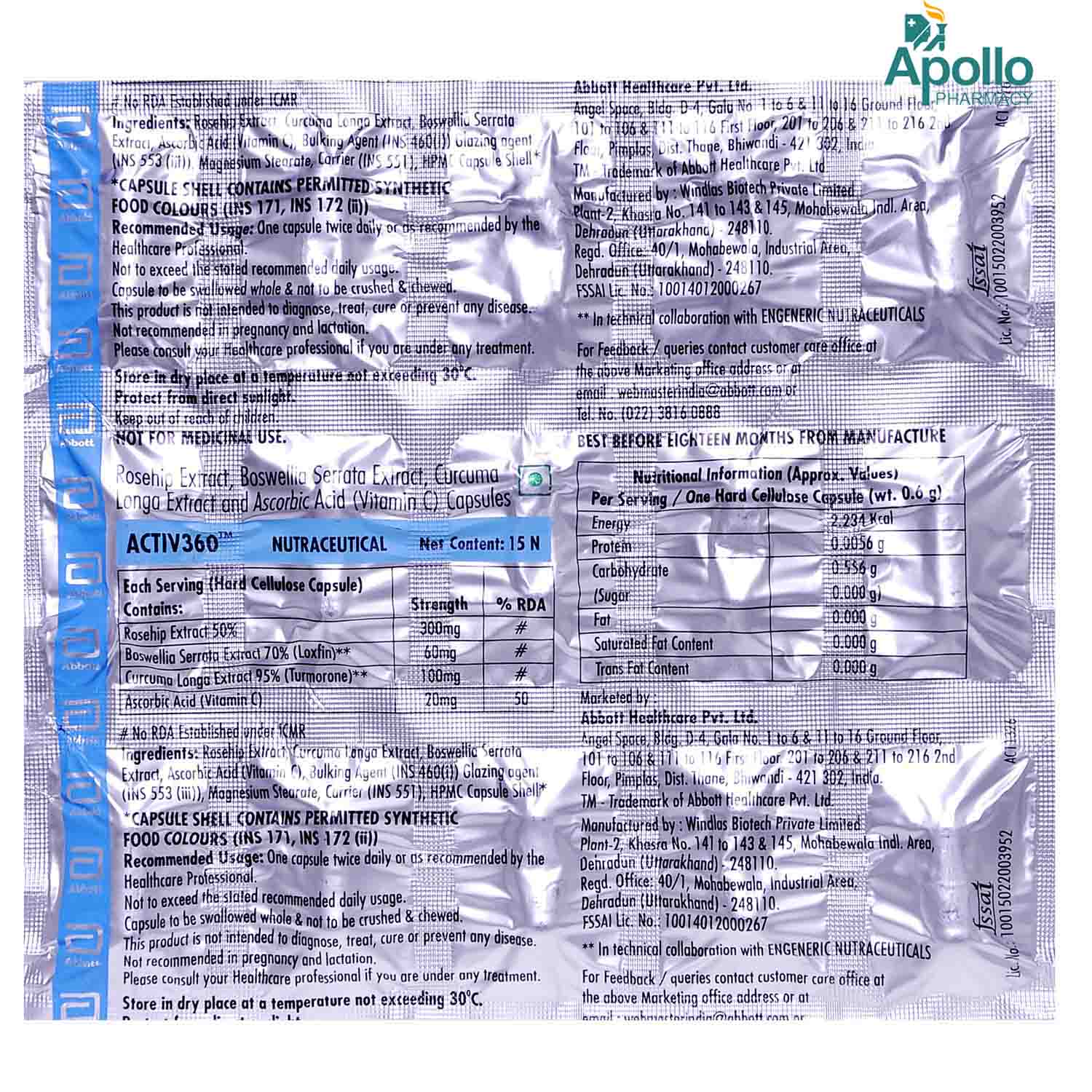 Activ 360 Capsule 15's Price, Uses, Side Effects, Composition - Apollo ...