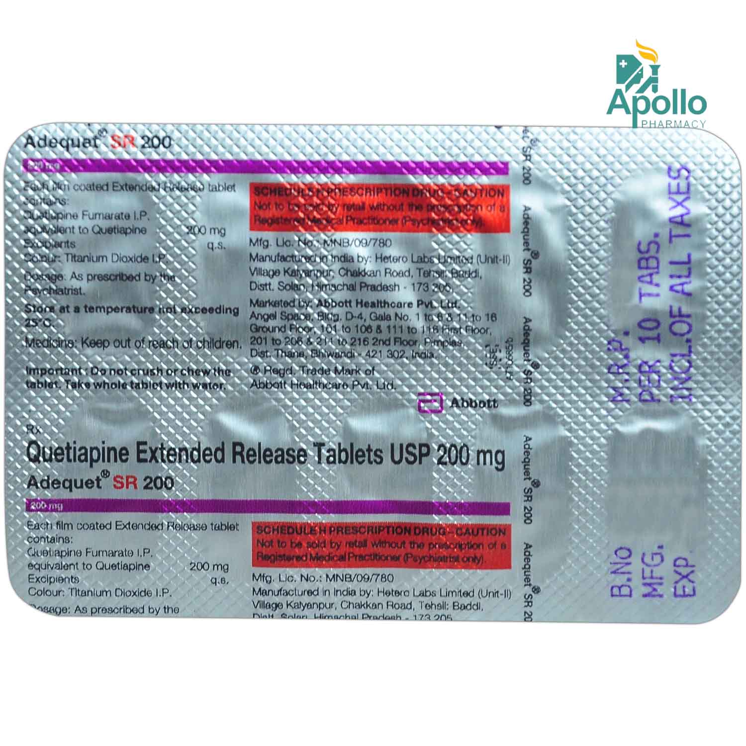 Adequet SR 200 Tablet 10's Price, Uses, Side Effects, Composition ...