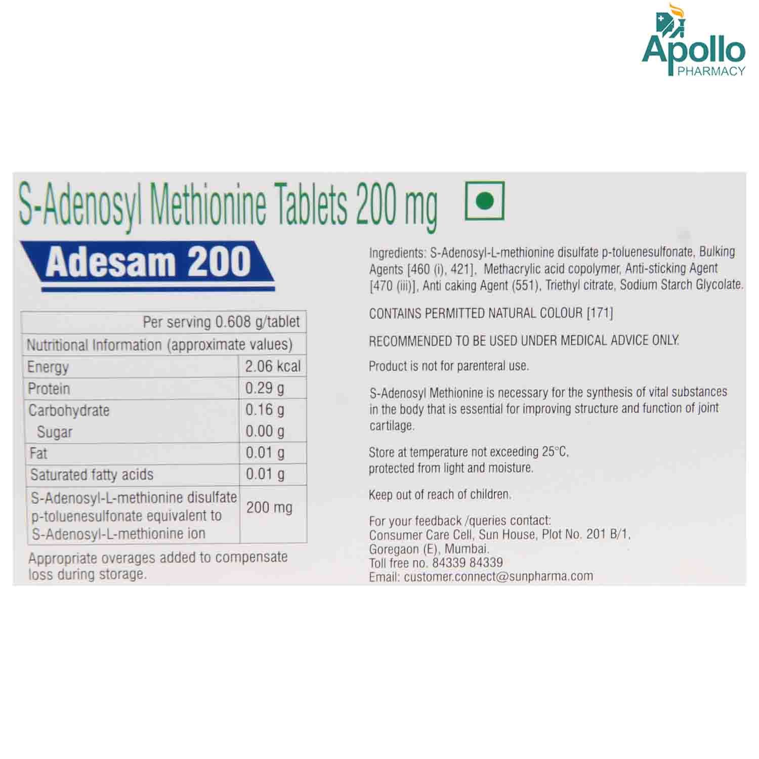 Adesam 200 Tablet 10's Price, Uses, Side Effects, Composition - Apollo ...
