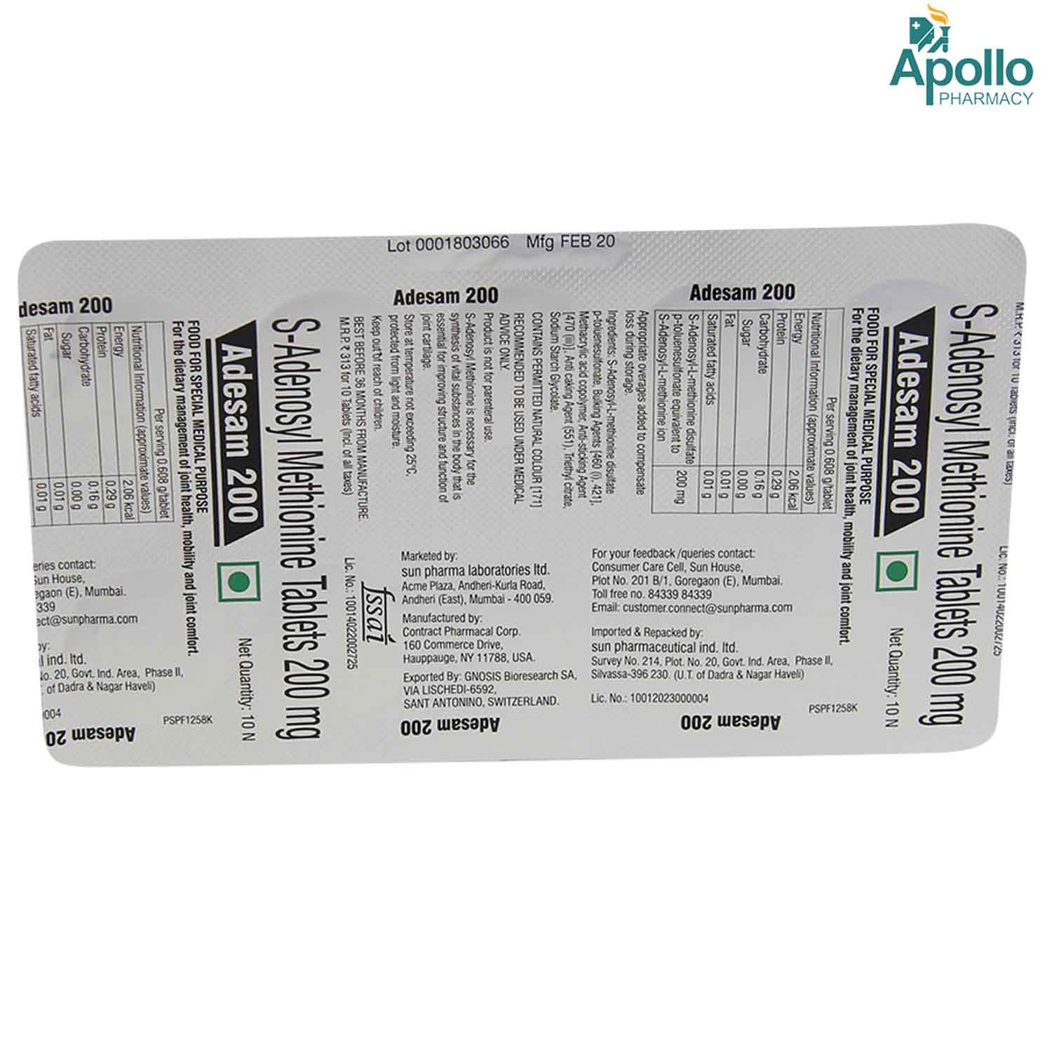 Adesam 200 Tablet 10's Price, Uses, Side Effects, Composition - Apollo ...