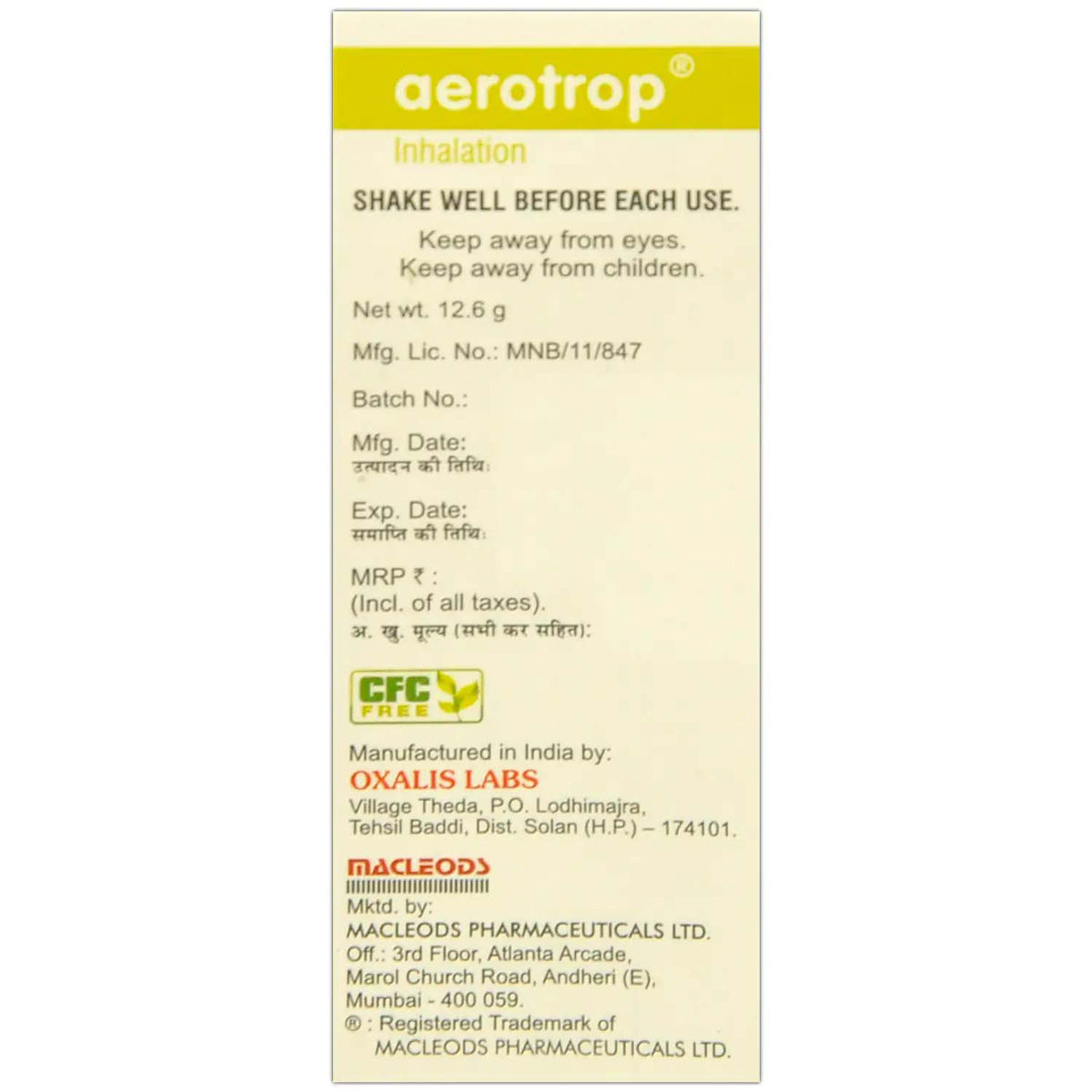 AEROTROP INHALER Price, Uses, Side Effects, Composition - Apollo Pharmacy