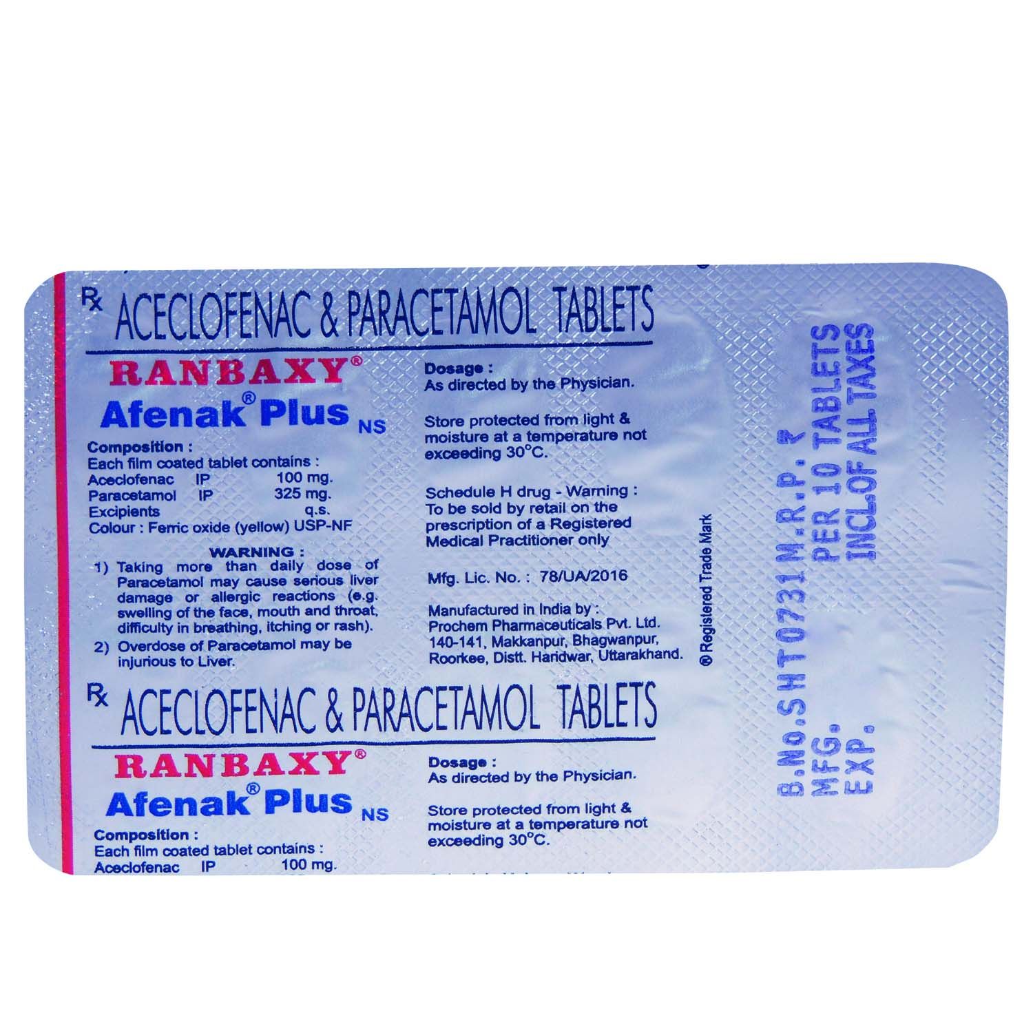 Afenak Plus NS Tablet 10's Price, Uses, Side Effects, Composition ...