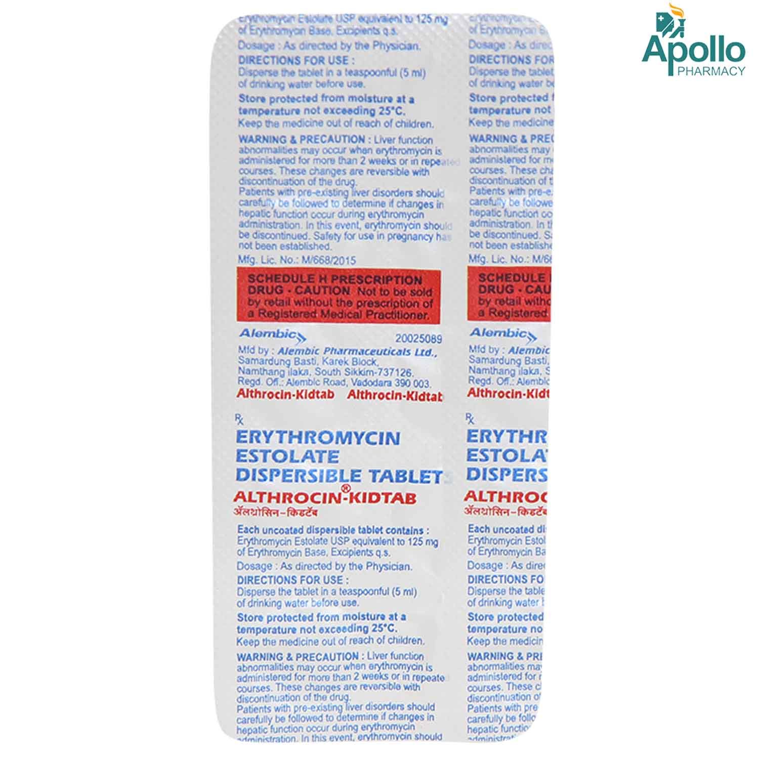 ALTHROCIN KID 125MG TABLET Price, Uses, Side Effects, Composition ...