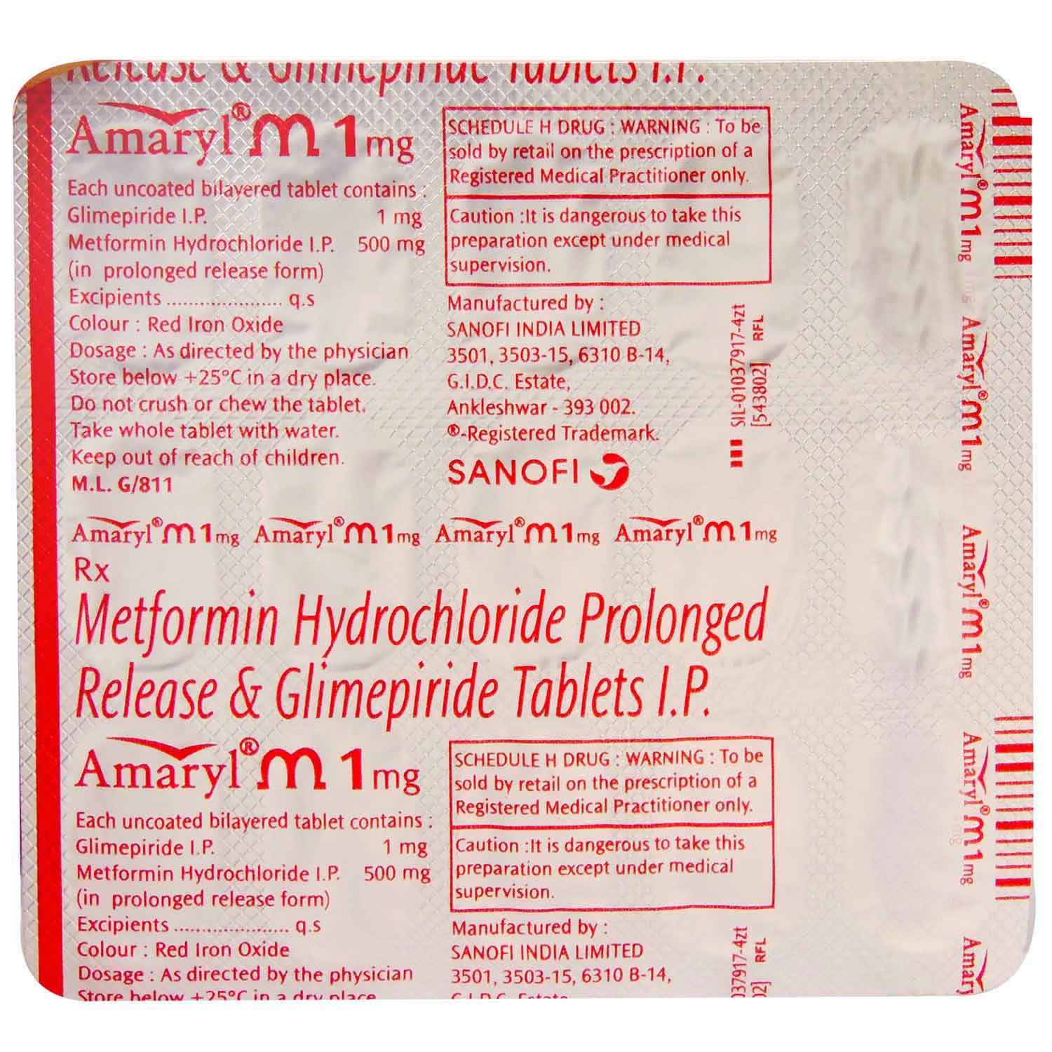 Amaryl M 1 mg Tablet 15's Price, Uses, Side Effects, Composition ...