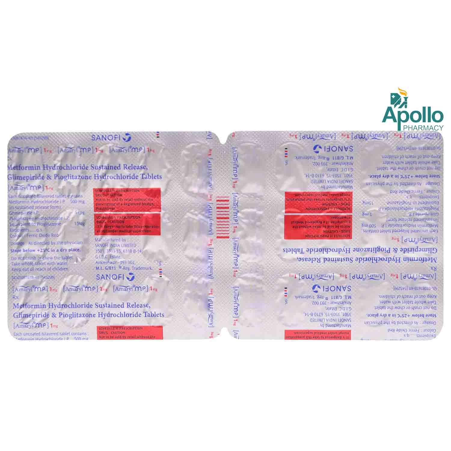 AMARYL MP 1MG TABLET Price, Uses, Side Effects, Composition - Apollo ...