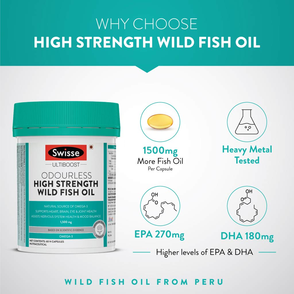 Swisse Ultiboost Odourless High Strength Wild Fish Oil 1500 mg, 60 ...