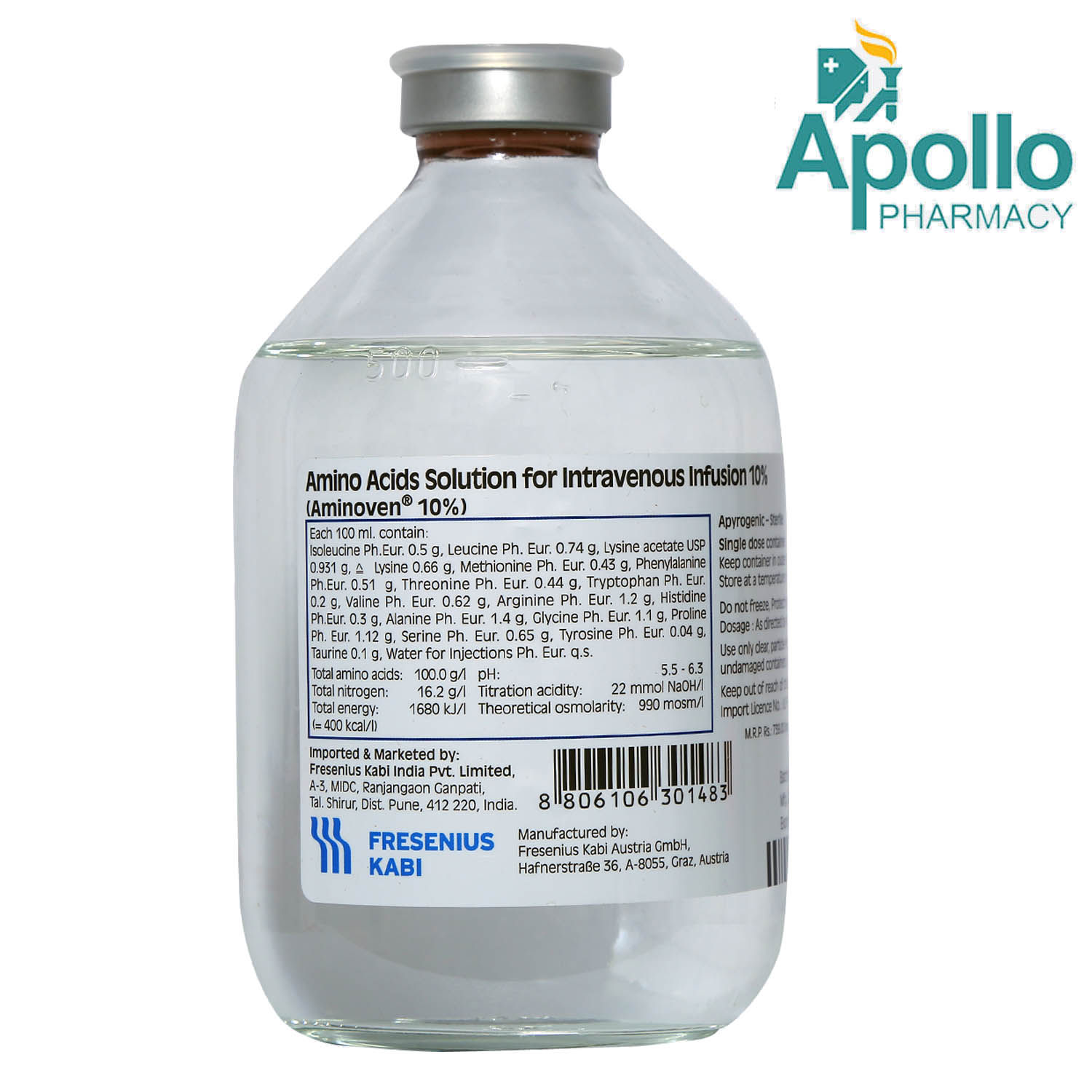 Aminoven 10% Solution 500 ml Price, Uses, Side Effects, Composition - Apollo Pharmacy