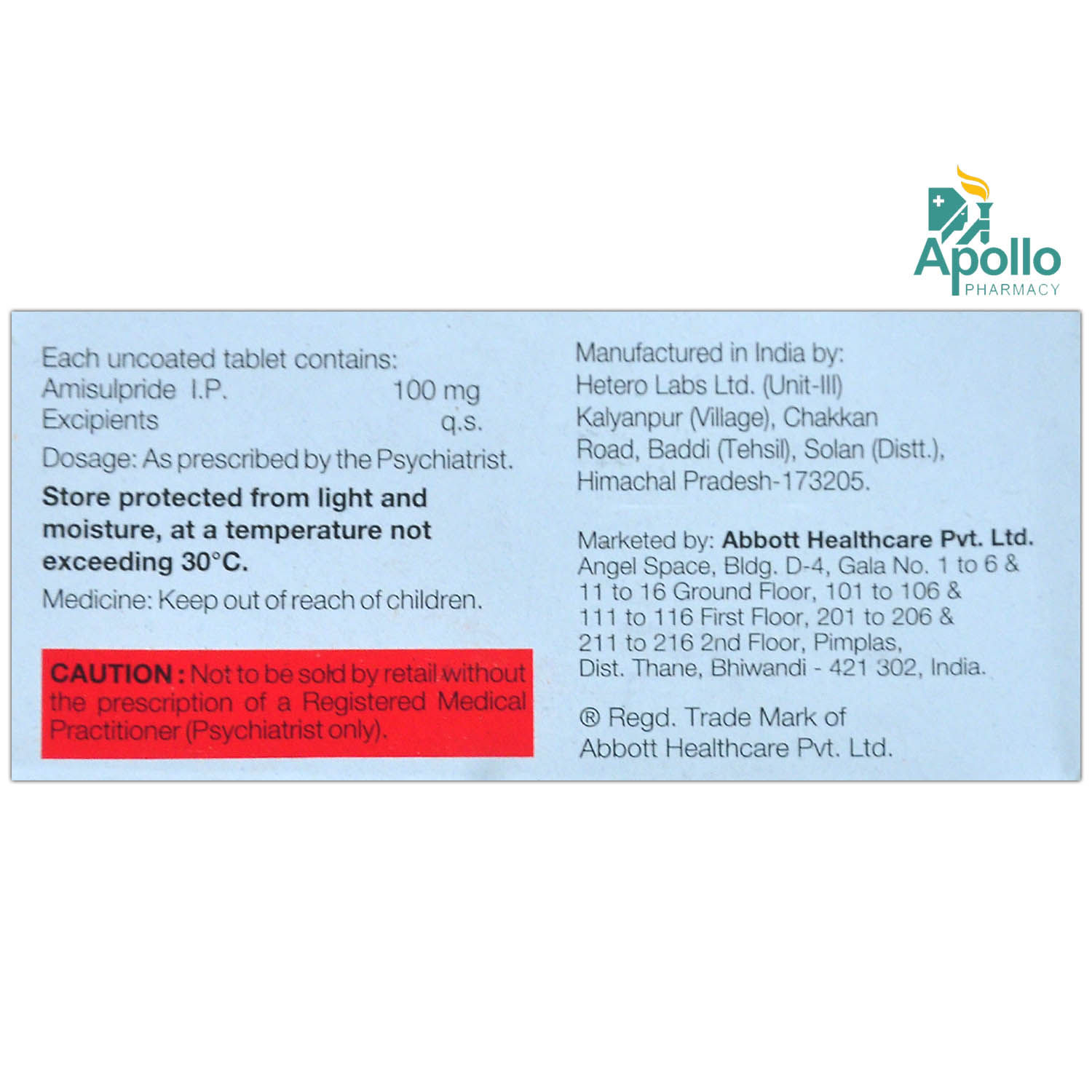 AMISANT 100MG TABLET Price, Uses, Side Effects, Composition - Apollo ...