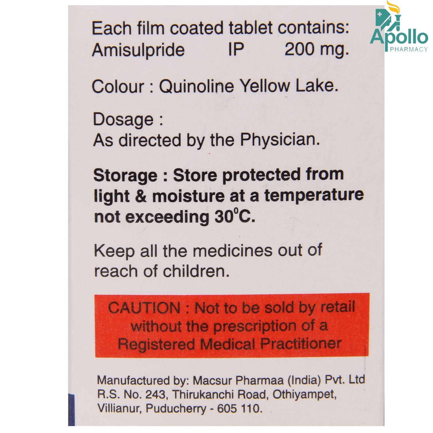 Amide-200 Tablet 10's Price, Uses, Side Effects, Composition - Apollo ...